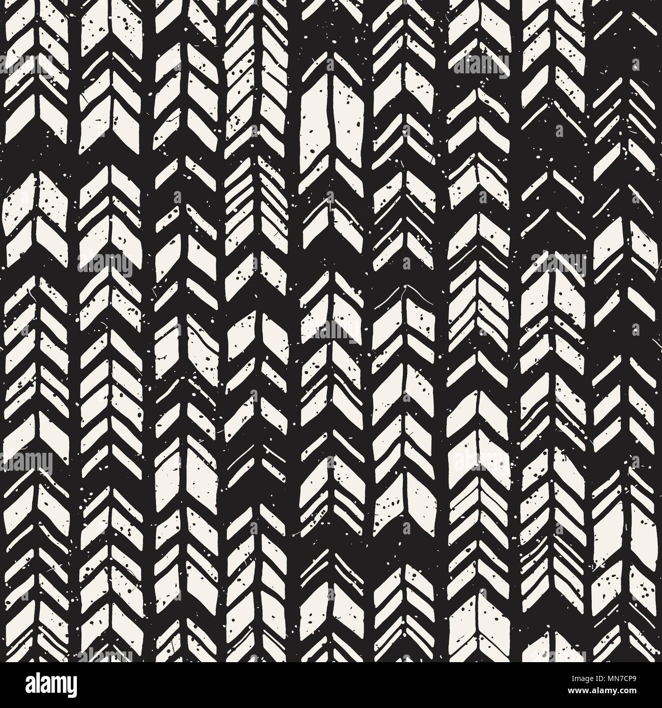 Seamless hand drawn style chevron pattern in black and white. Abstract ...
