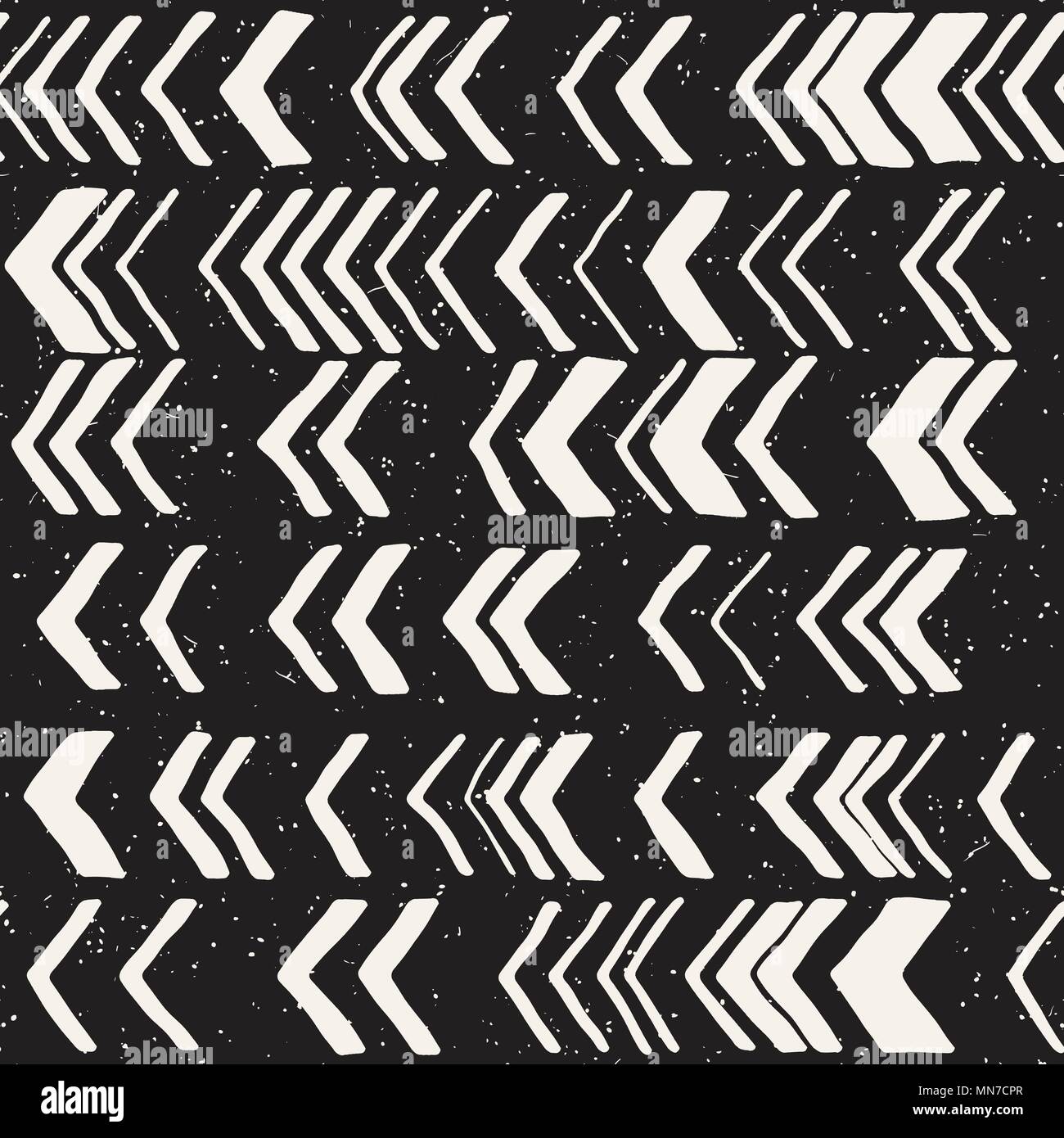 Seamless hand drawn style chevron pattern in black and white. Abstract ...