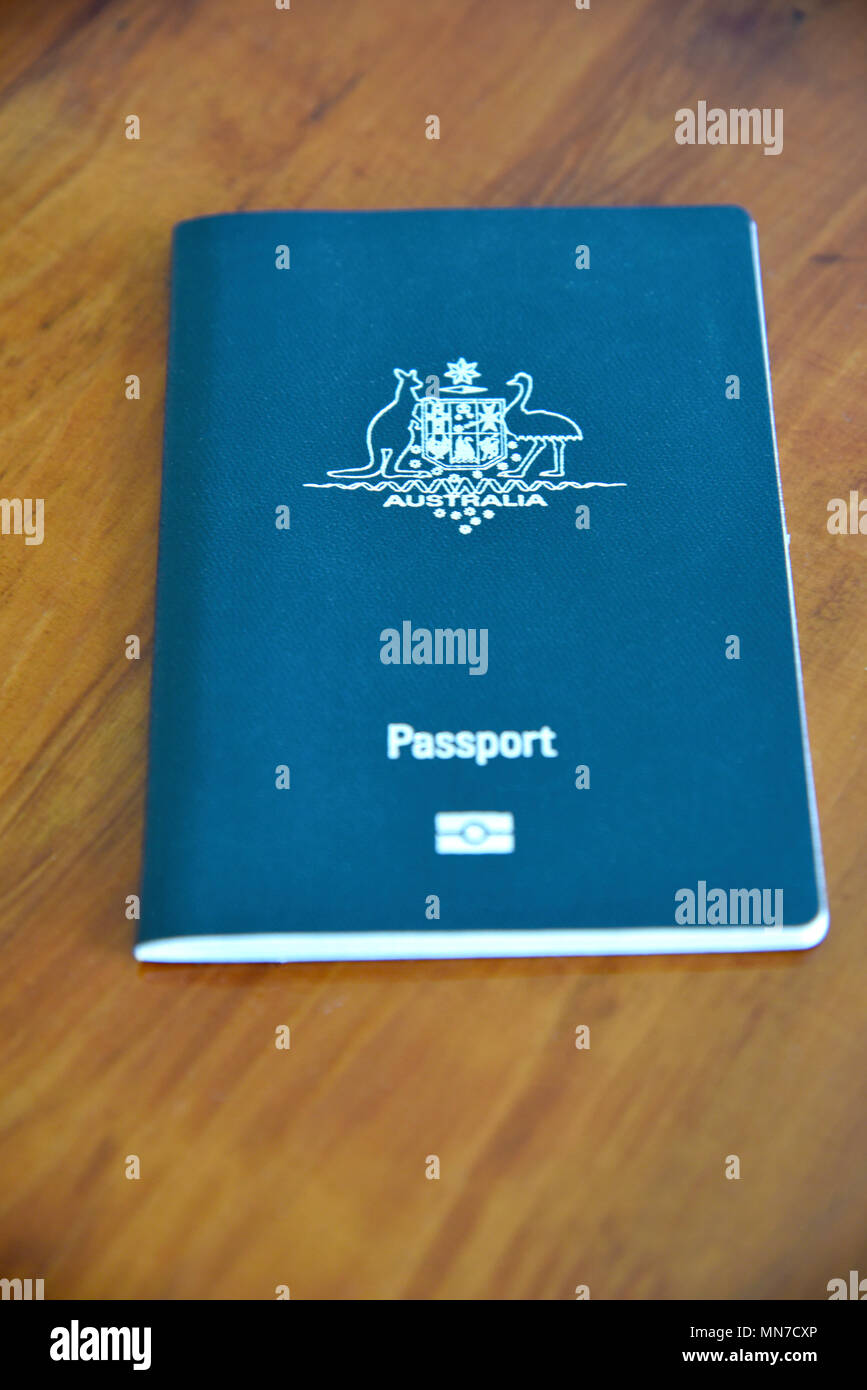 single modern australian passport Stock Photo - Alamy
