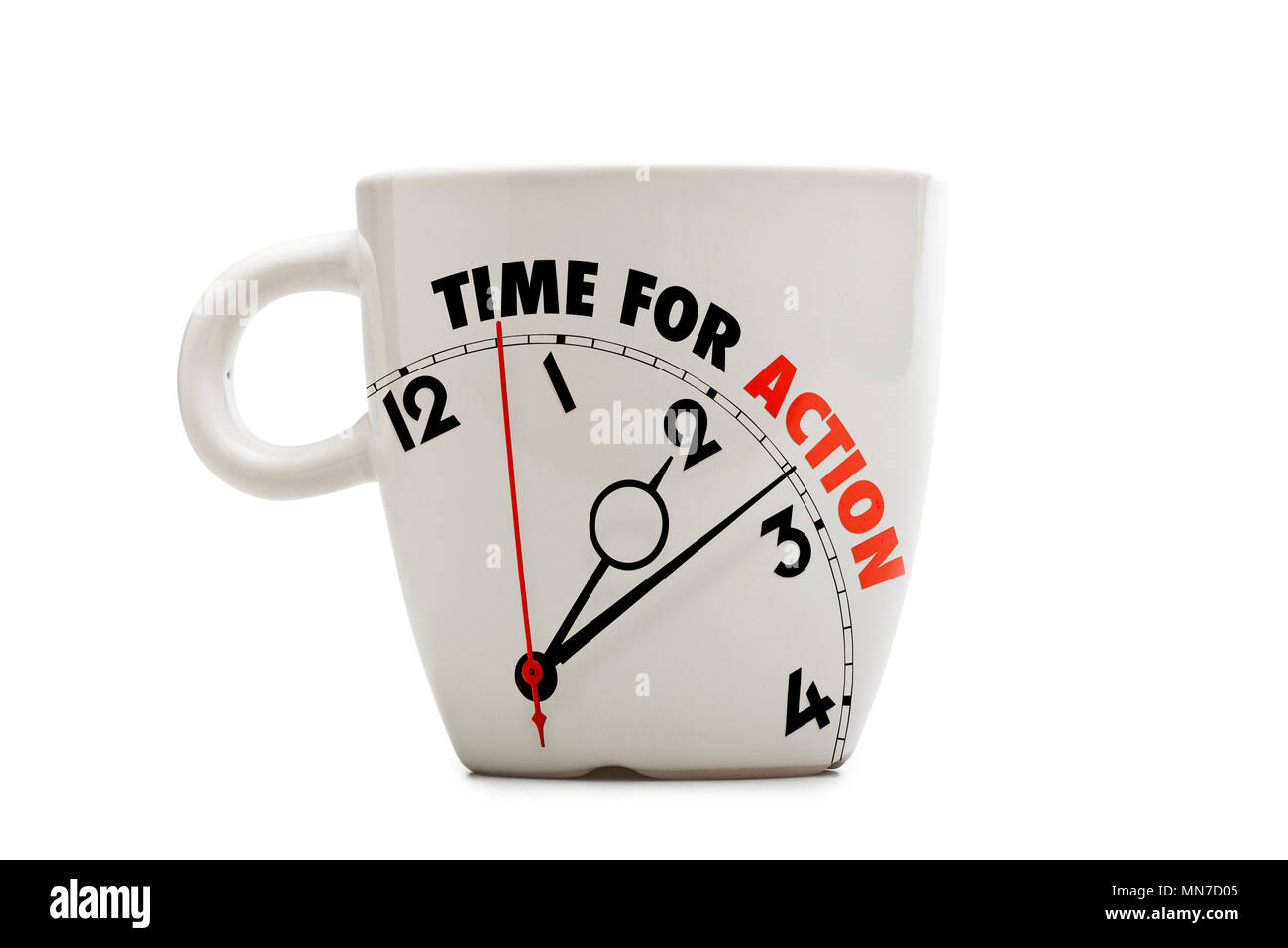 Elegant tea or coffee mug with time for action text isolated Stock ...