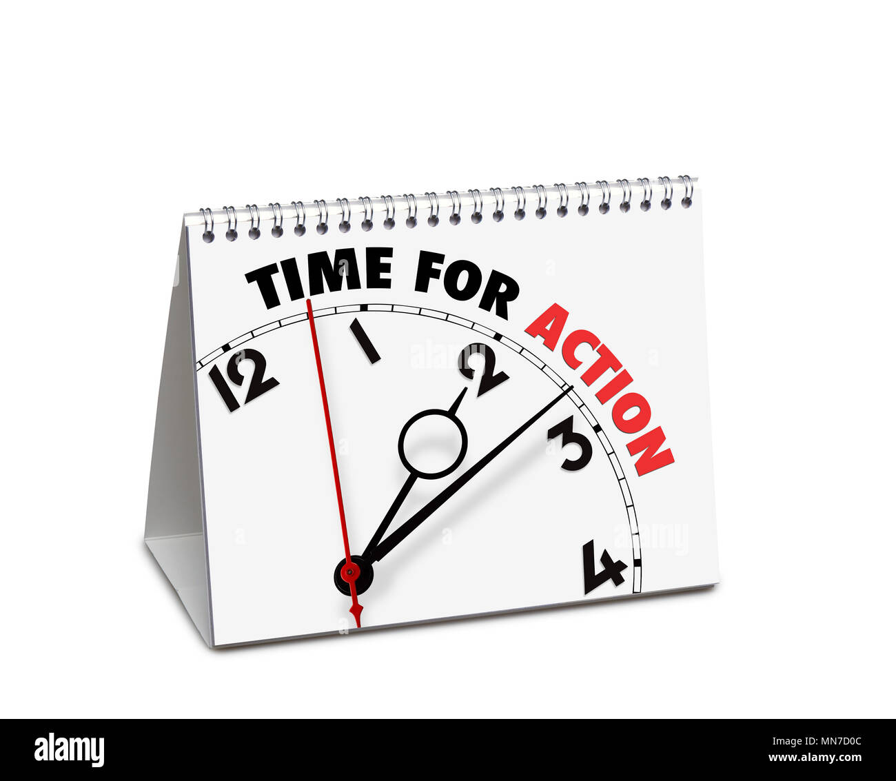 Time for action desk calendar isolated on white with clipping path ...