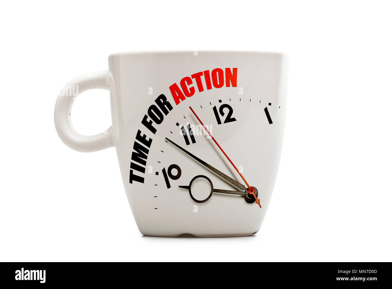 Elegant tea or coffee mug with time for action text isolated Stock ...