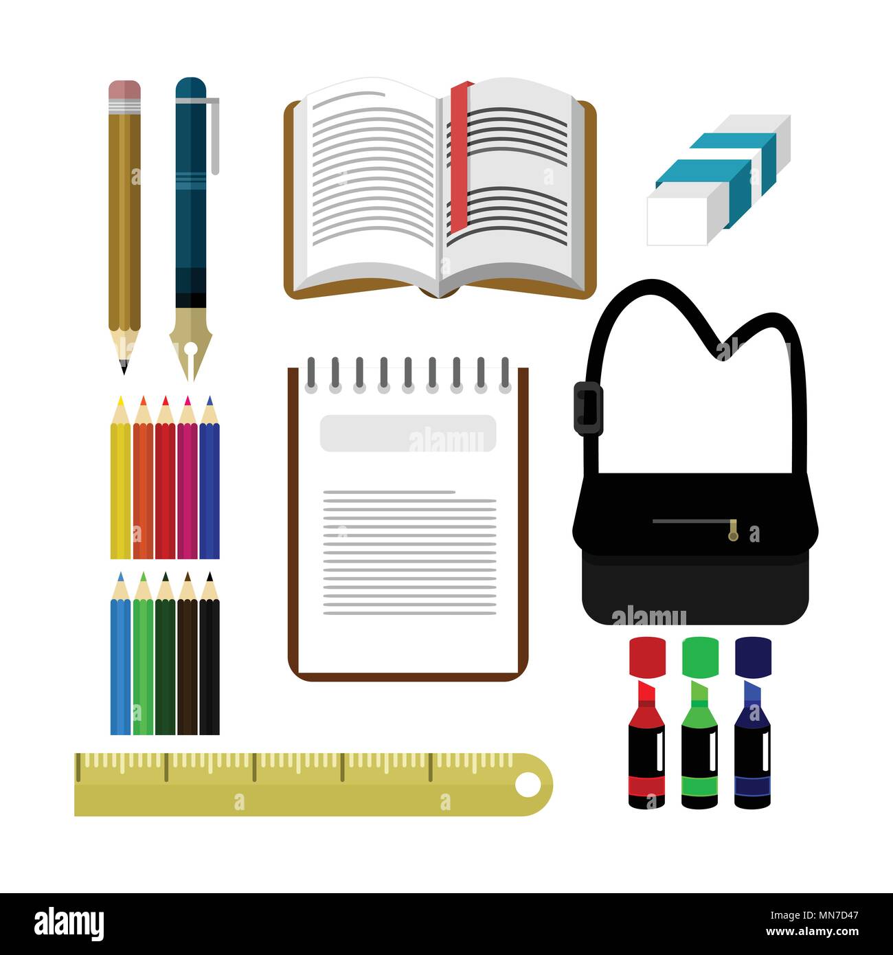 Common Back to School Student Stuff Vector Illustration Graphic Design ...