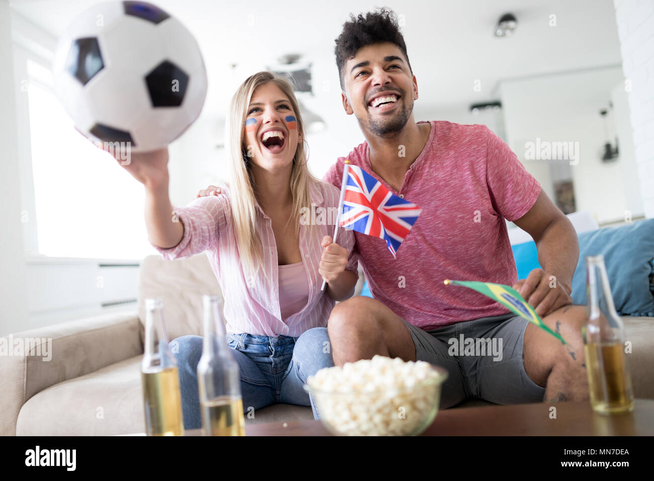 Football match day female fans hi-res stock photography and images - Alamy