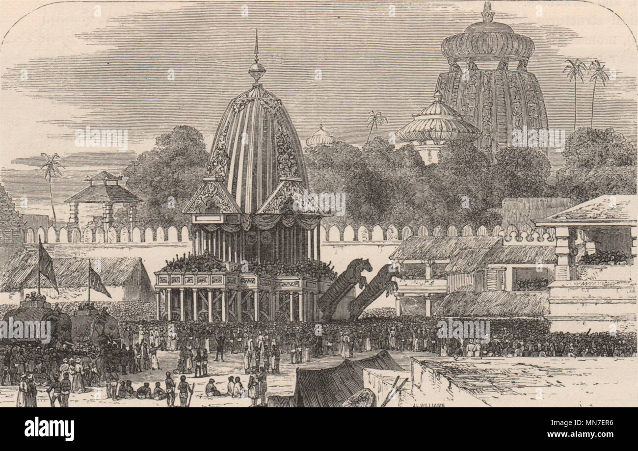 INDIA. The Car and procession of Jagganath 1882 old antique print ...