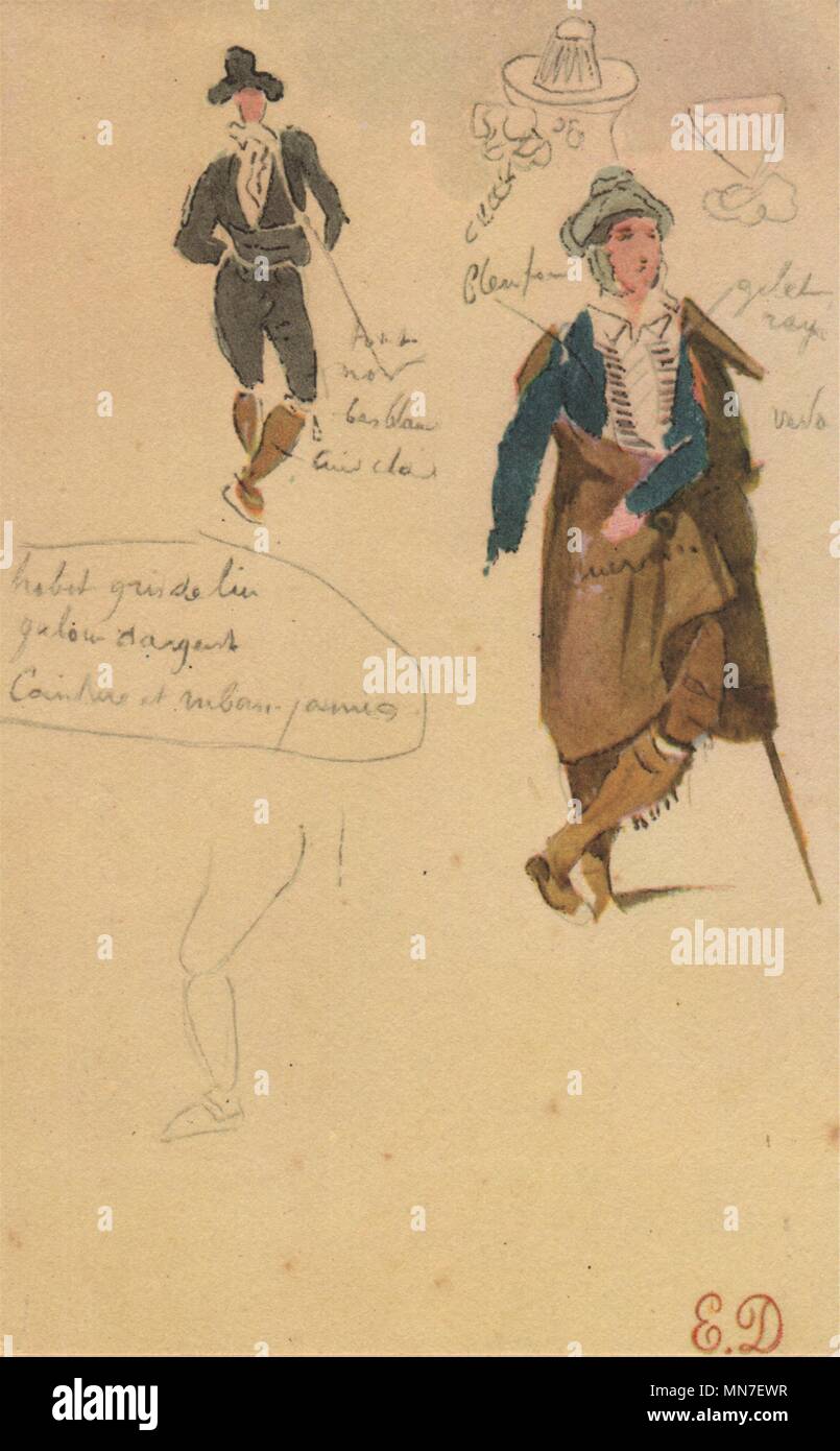 EUGENE DELACROIX. ^. Voyage Espagne". Spain. Lithograph watercolour ...