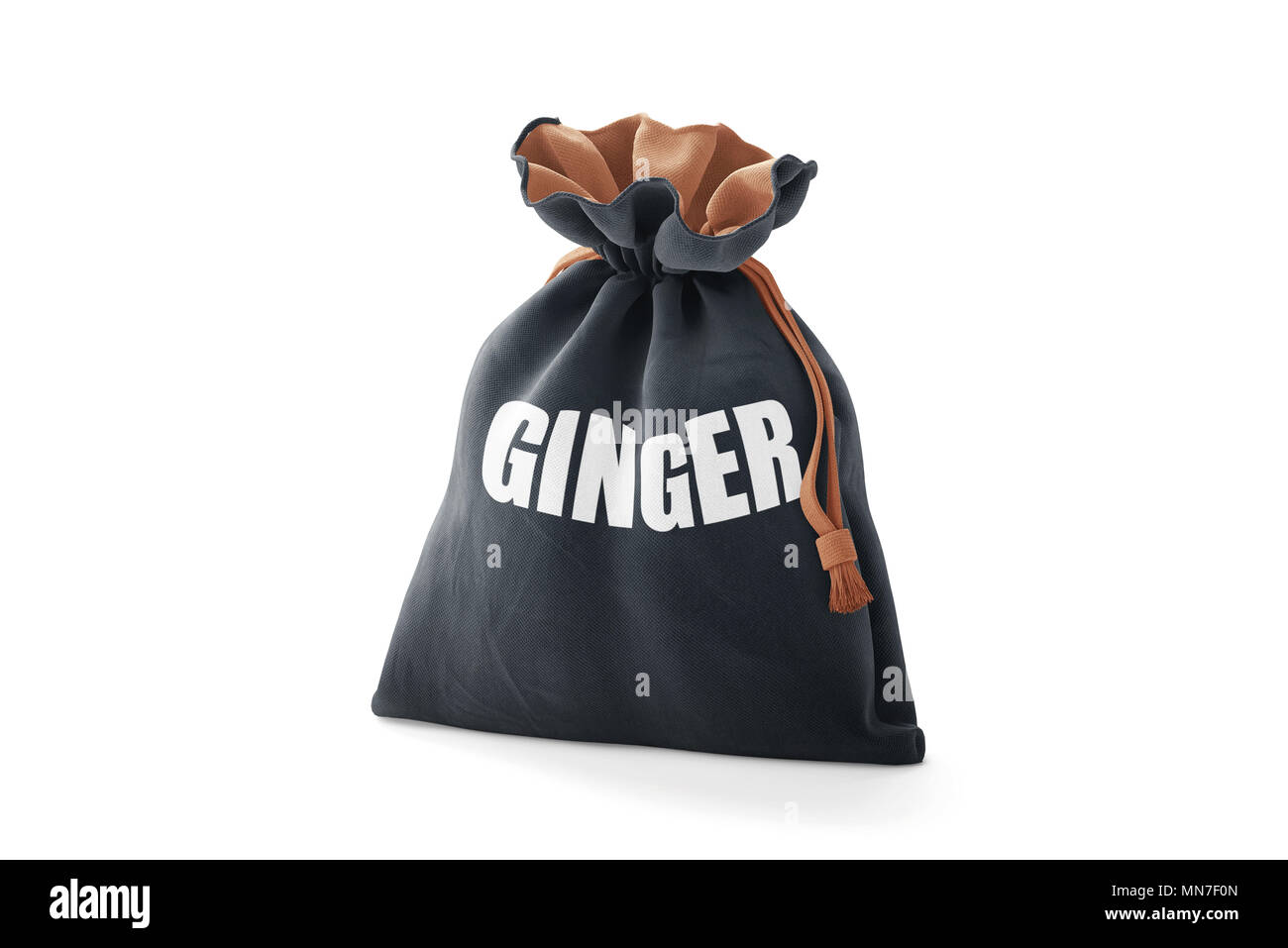 Pouch packed fresh and healthy ginger on isolated background with ...