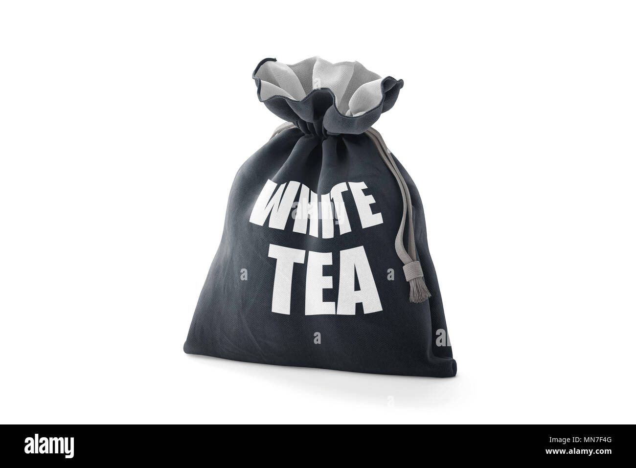 Pouch packed fresh and healthy white tea on isolated background with ...
