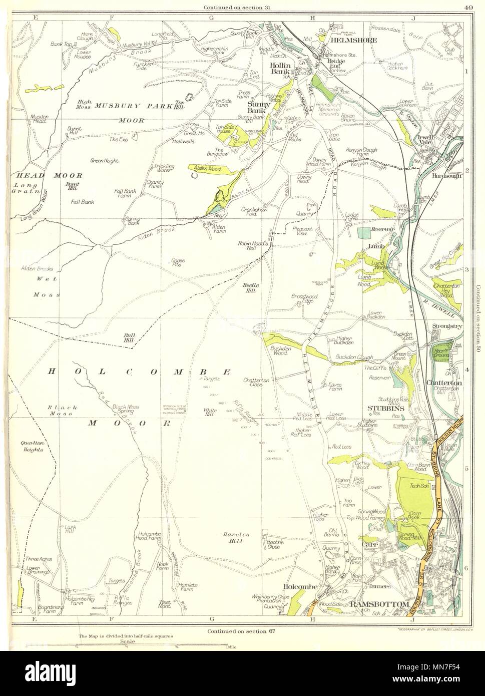LANCASHIRE.Holcombe Moor,Ramsbottom,Stubbins,Chatterton,Helmshore 1935 ...
