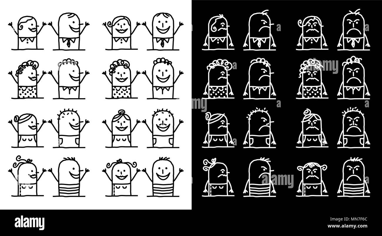 Cartoon Characters Set - Positive and Negative People Stock Vector ...