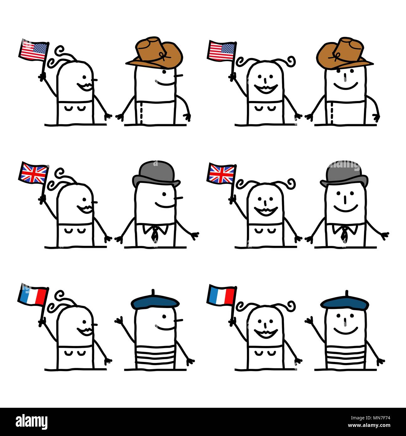 Cartoon Characters Set 1 - Countries and Tradition Stock Vector Image ...