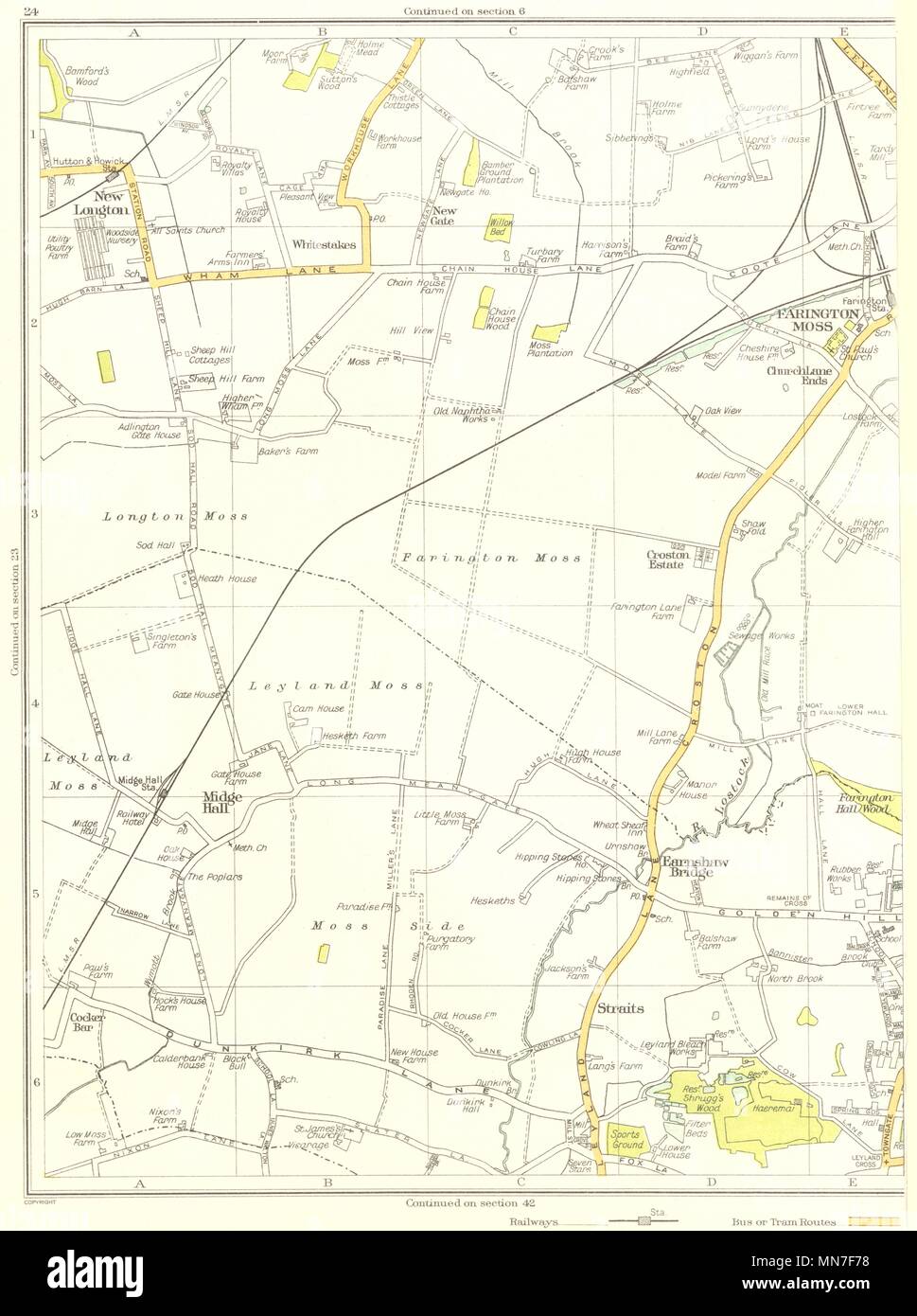LANCS.Leyland,New Longton,Midge Hall,Earnshaw bridge,Farington Moss ...