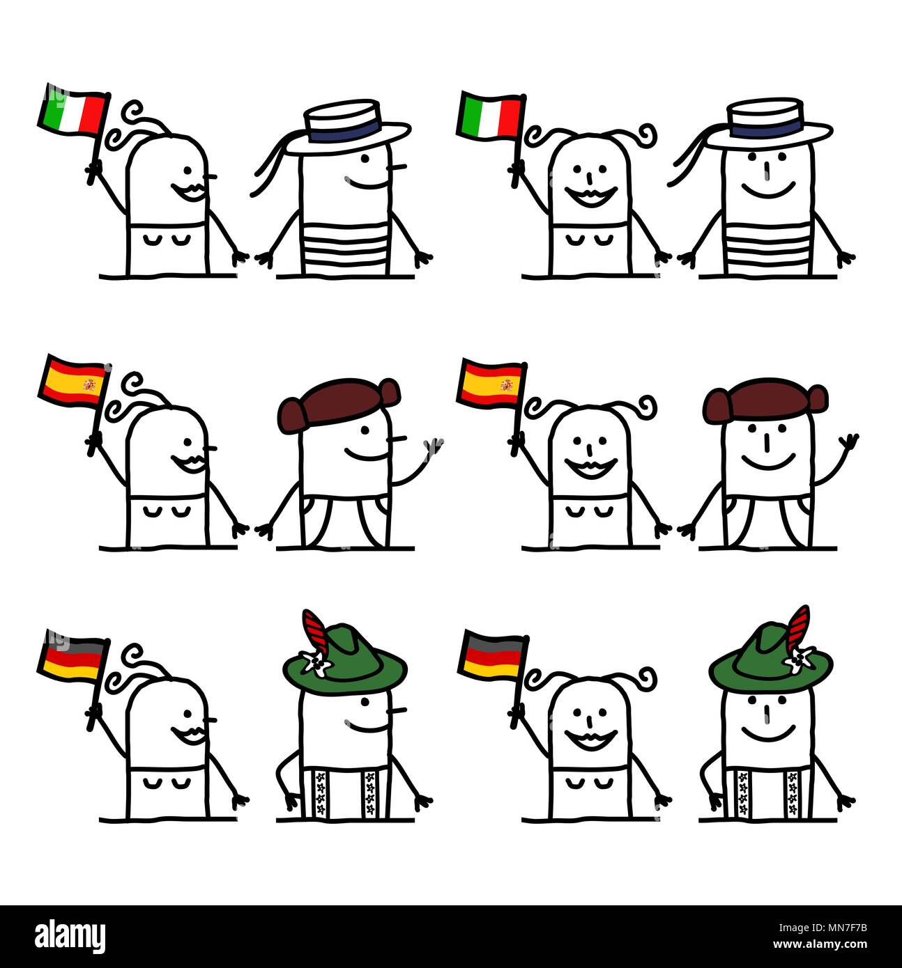 Cartoon Characters Set 2 - Countries and Tradition Stock Vector Image ...