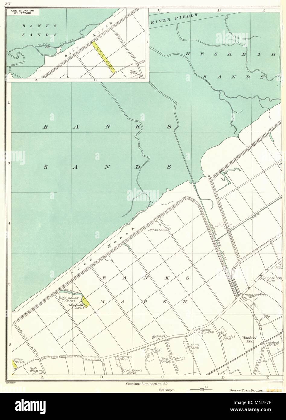 LANCASHIRE.Ribble,Banks Sands,Salt Marsh,Hundred End,Far Banks 1935 old ...