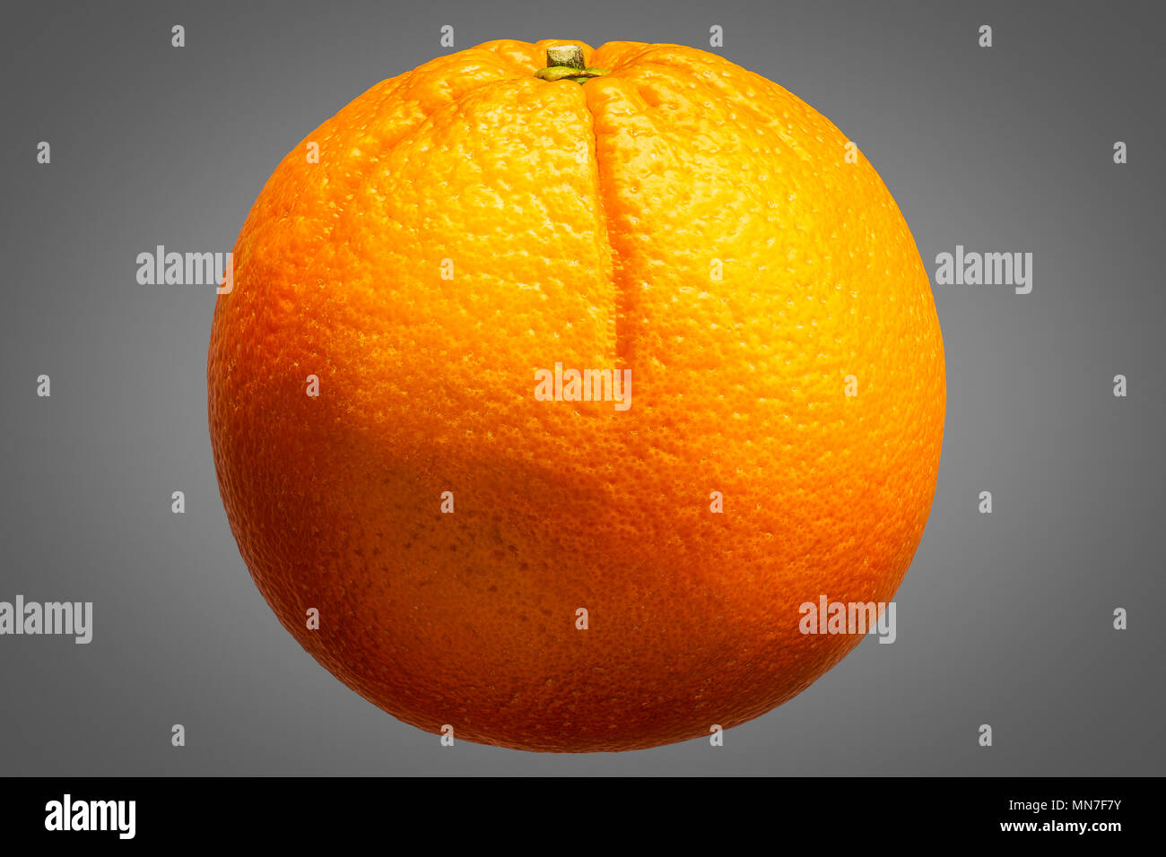 Fresh delicious single orange fruit isolated on grey background with ...