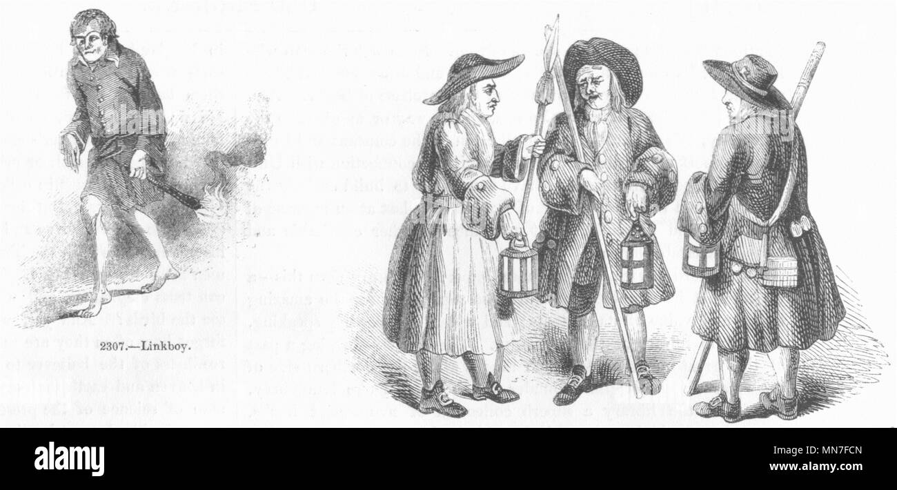 MILITARIA. Linkboy ; Watchmen 1845 old antique vintage print picture ...