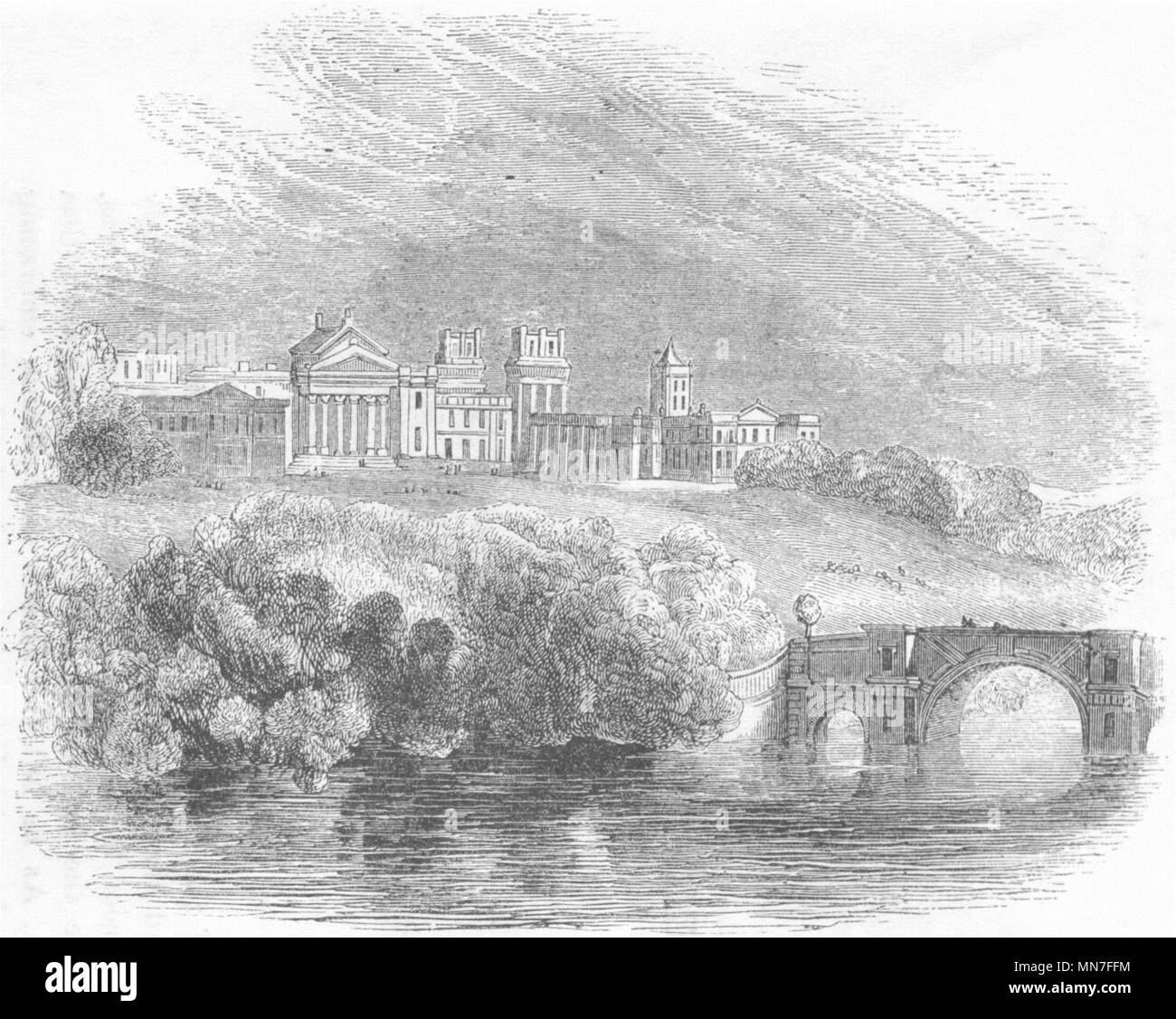 OXON. Blenheim House, Woodstock, park 1845 old antique vintage print ...