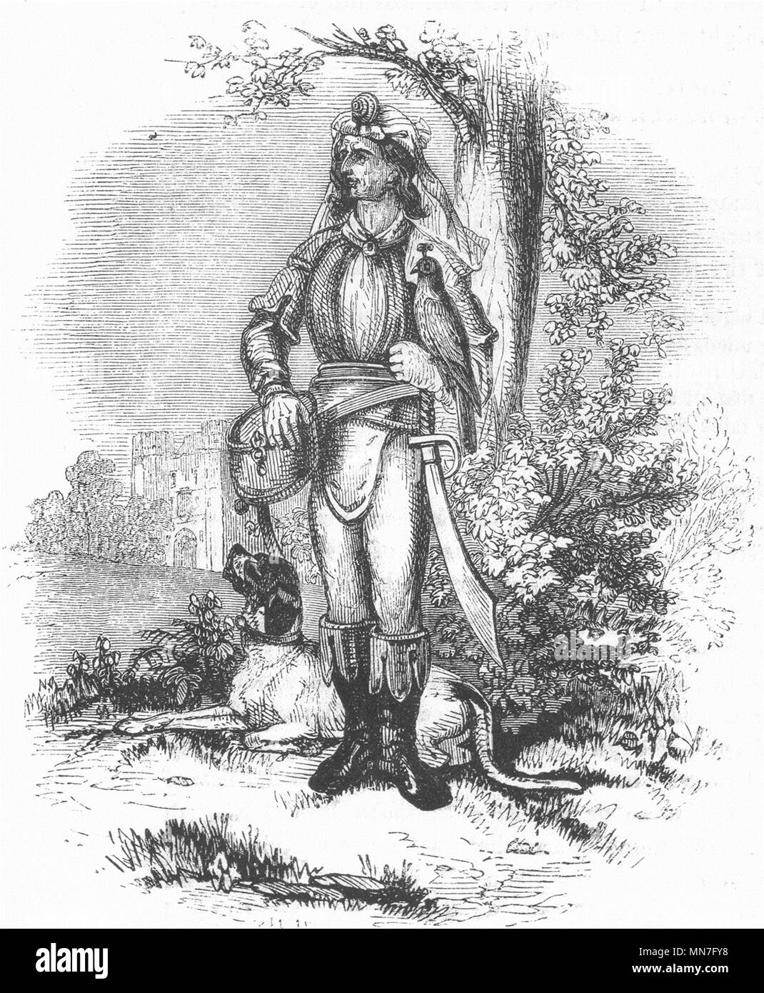 PORTRAITS. Grand Falconer 1845 old antique vintage print picture Stock ...