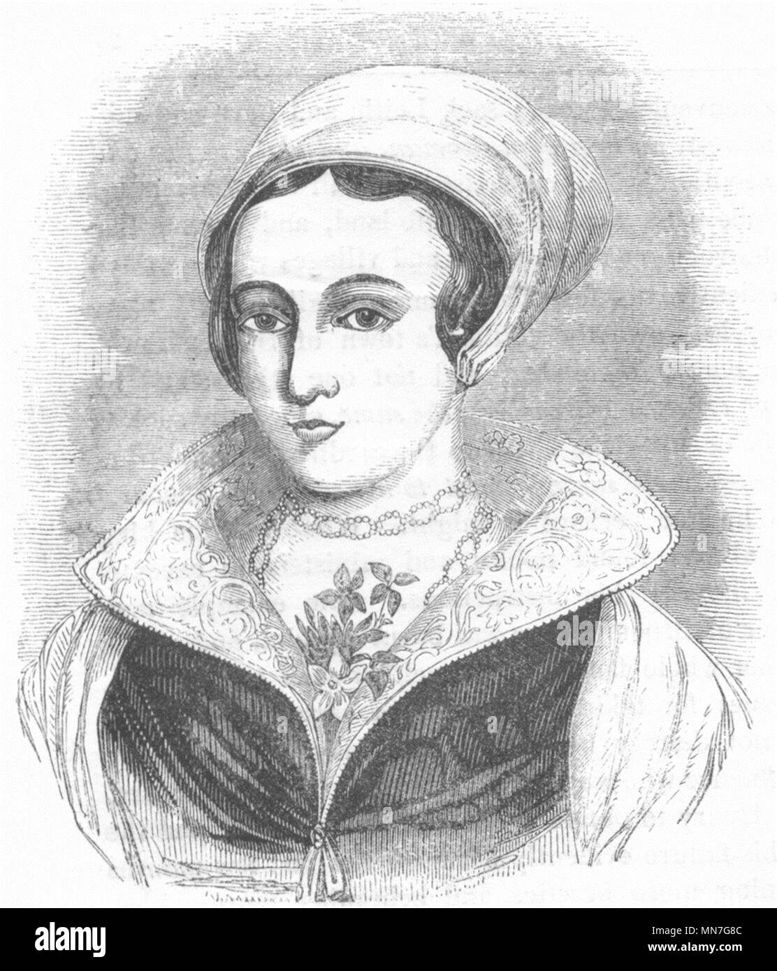 PORTRAITS. Lady Jane Grey 1845 old antique vintage print picture Stock ...
