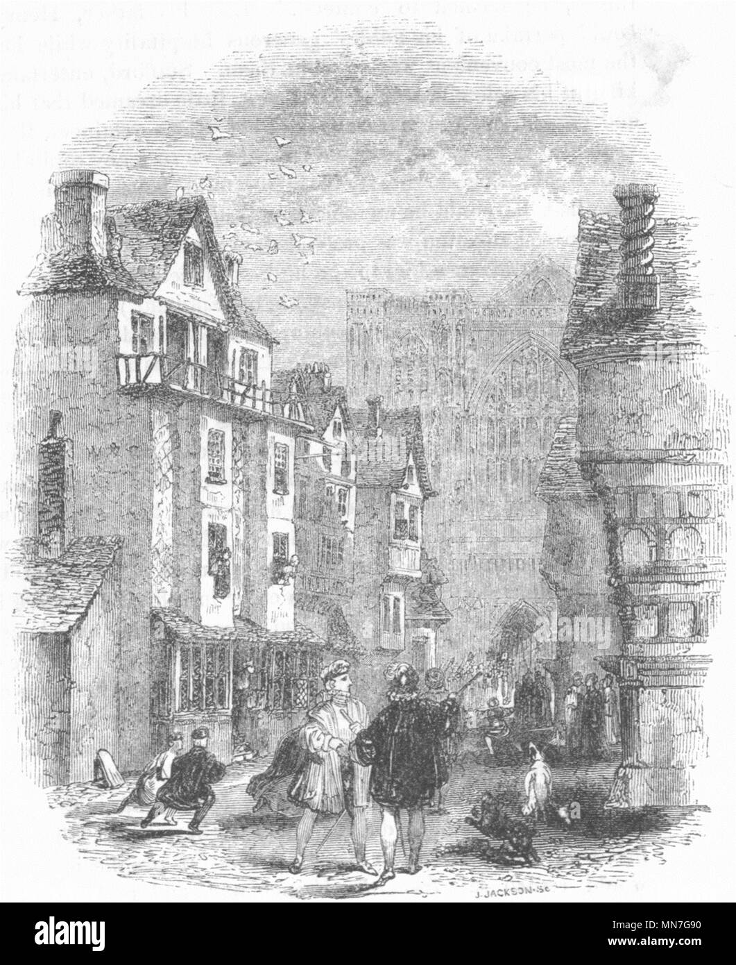 LONDON. Westminster Abbey; Anne Boleyn coronation 1845 old antique ...