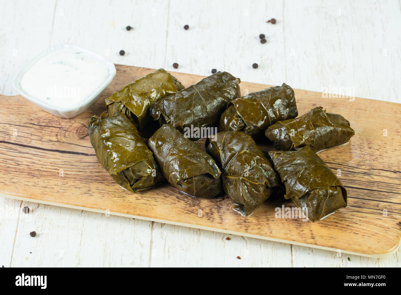 Traditional dolma grape leaves with meat Stock Photo - Alamy
