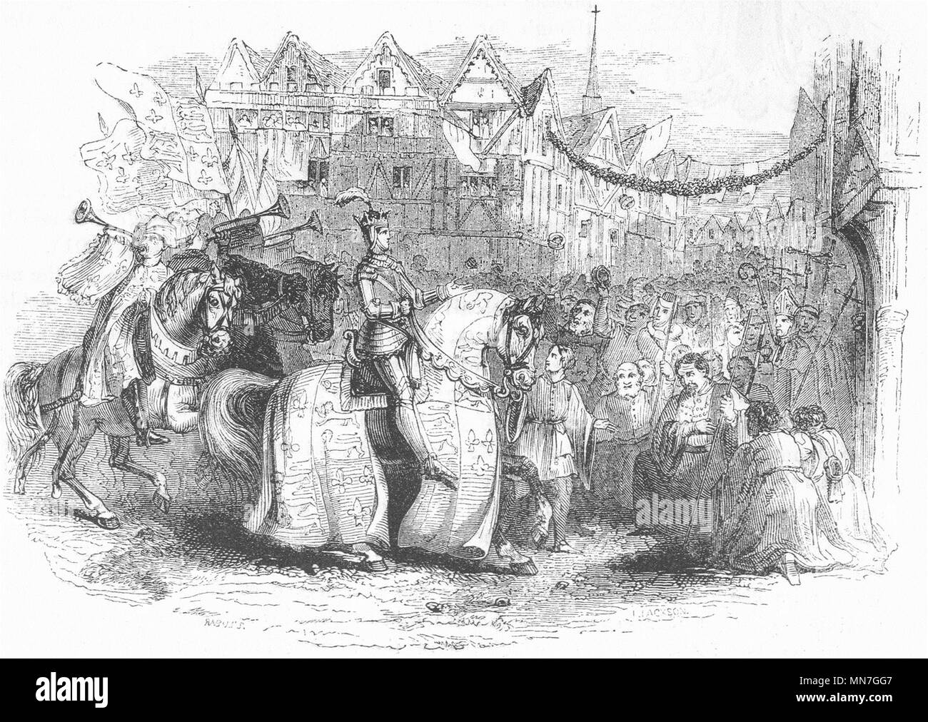 LONDON. Entry of Henry V into London 1845 old antique vintage print ...