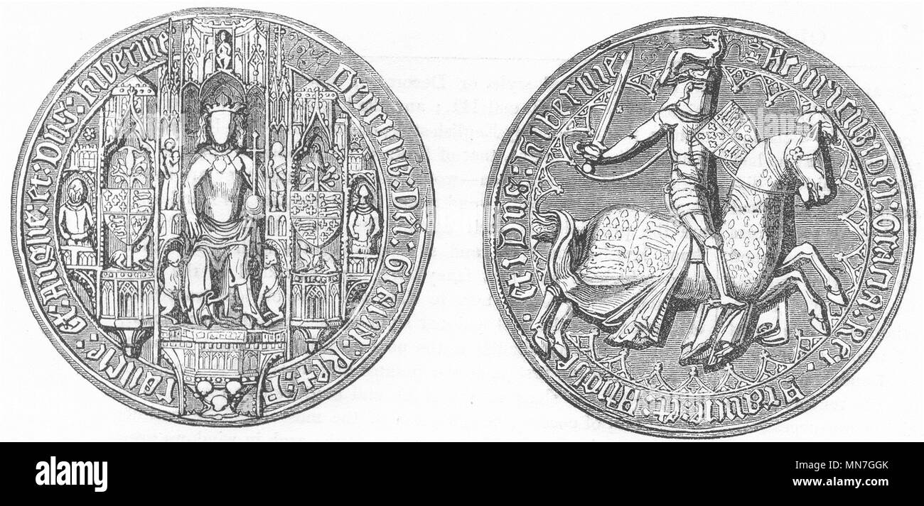 DECORATIVE. Great Seal of Henry IV 1845 old antique vintage print ...