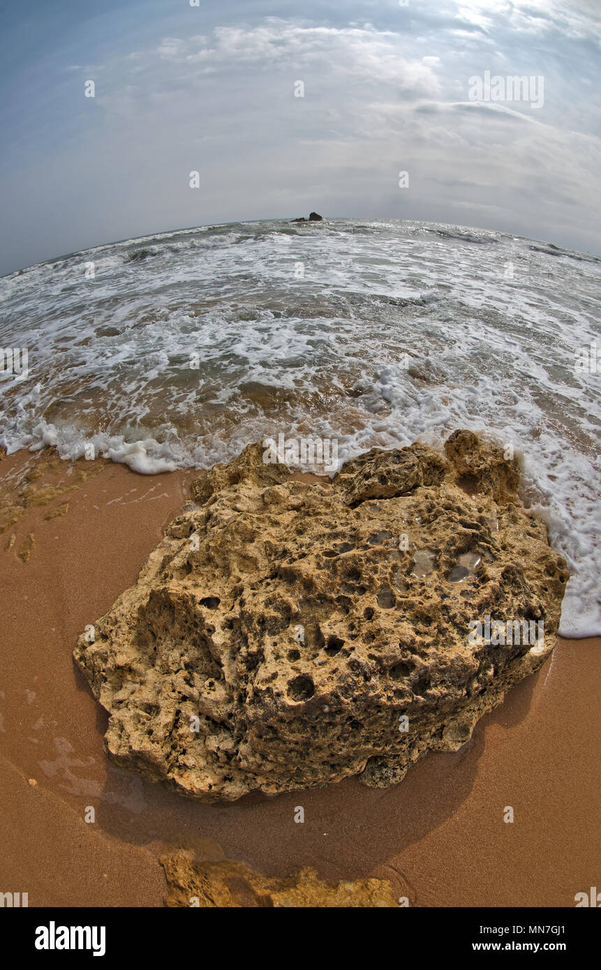 Gale Beach scene, fish-eye shot in Albufeira. Portugal Stock Photo - Alamy