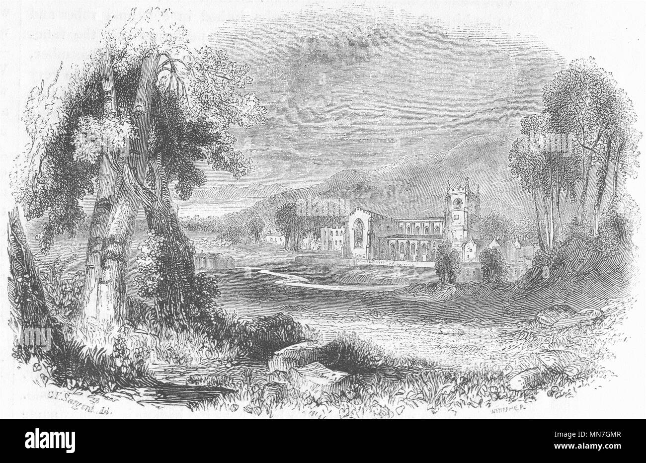 WALES. Bangor 1845 old antique vintage print picture Stock Photo - Alamy