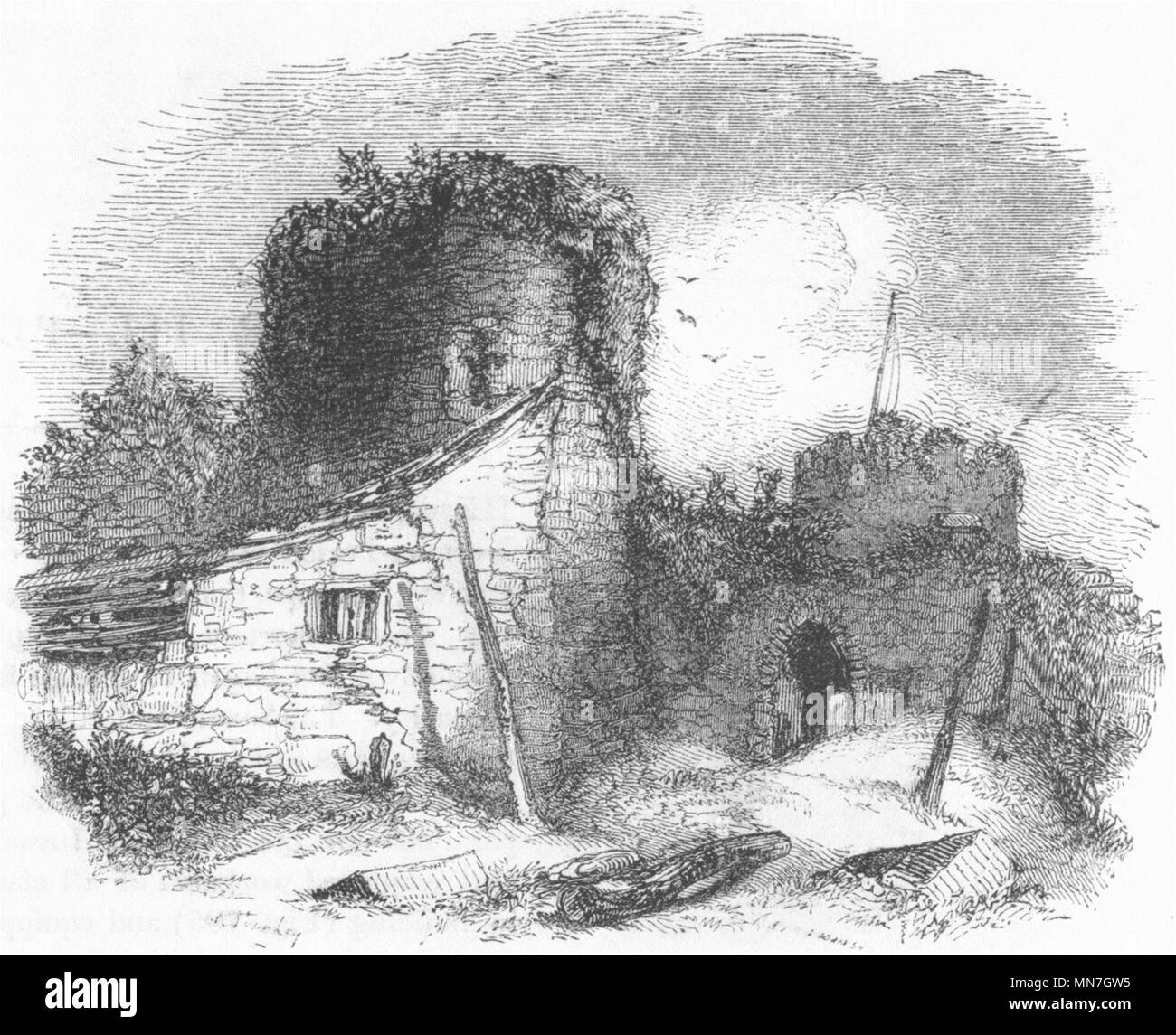 WALES. Conwy Castle 1845 old antique vintage print picture Stock Photo ...