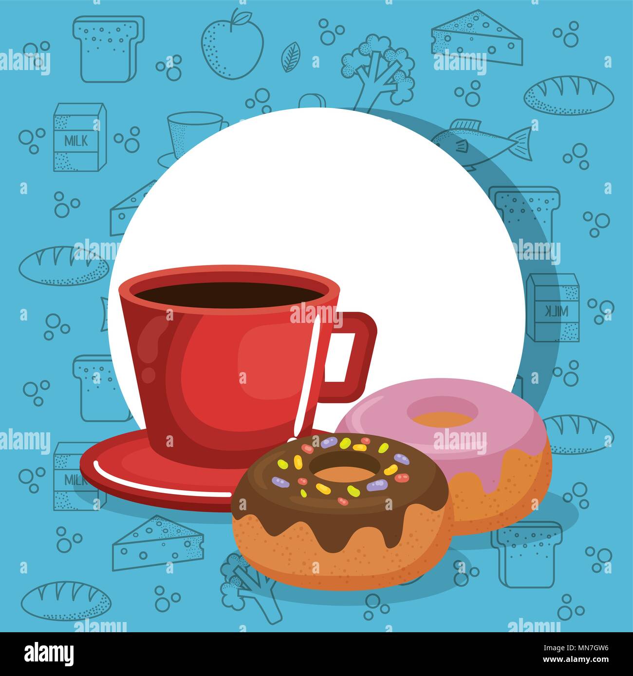 Delicious donuts cup coffee Stock Vector Images - Alamy