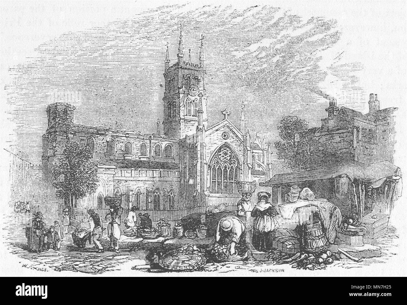 LONDON. St Mary Overies, South 1845 old antique vintage print picture ...