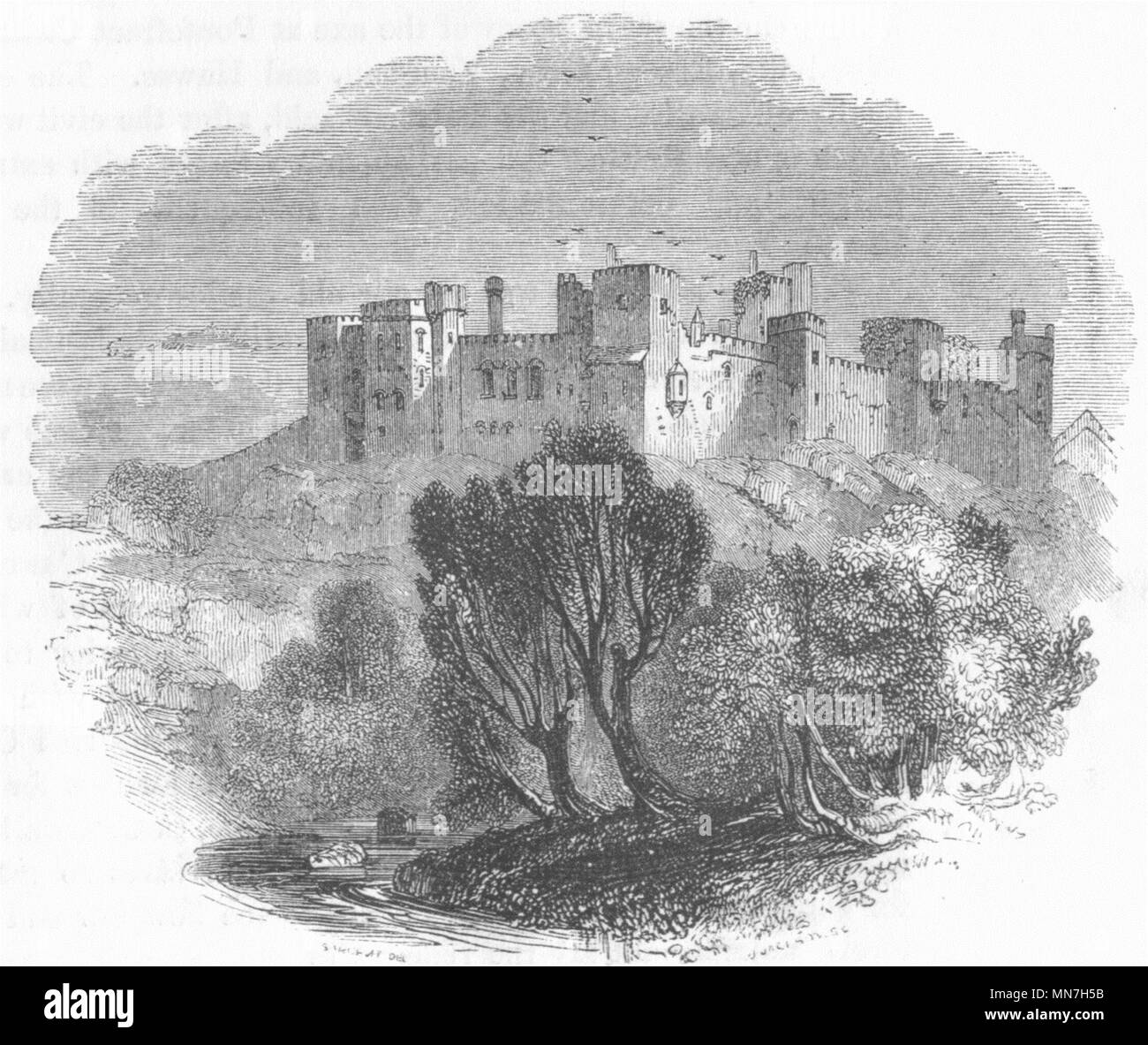 SHROPS. Ludlow Castle 1845 old antique vintage print picture Stock ...