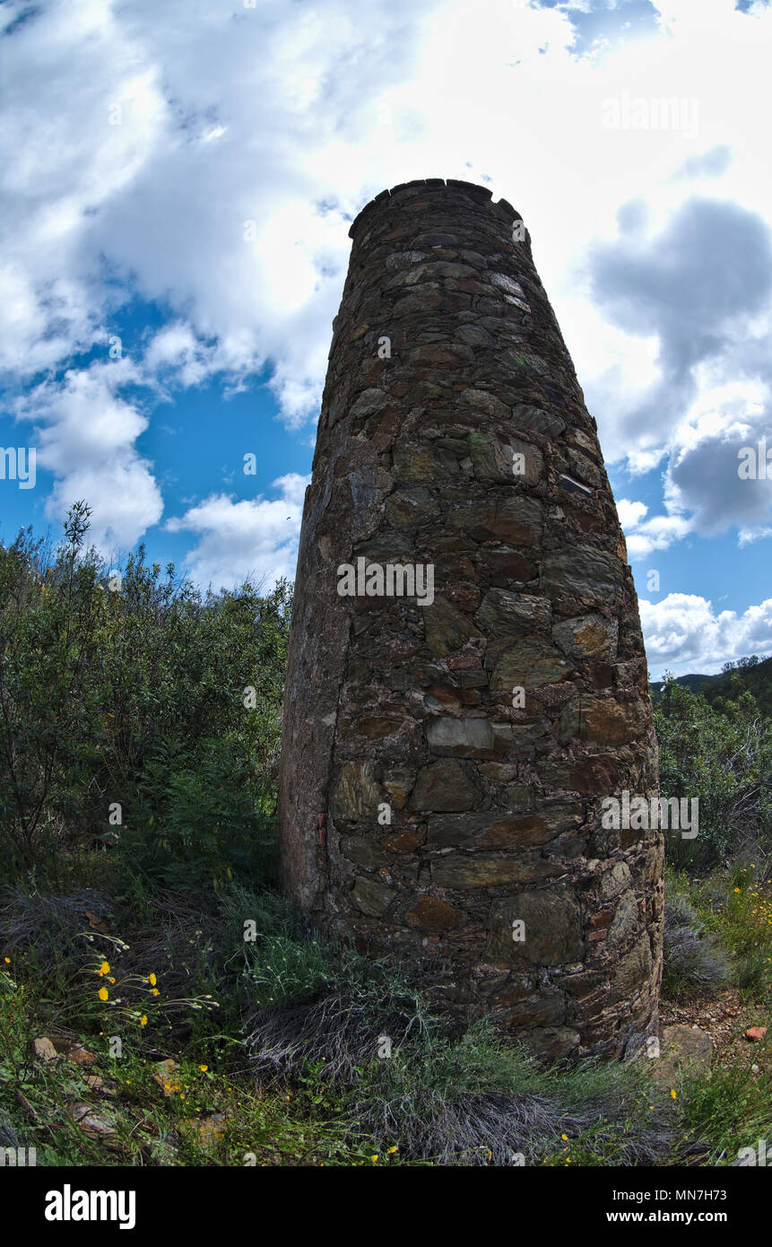 Antique copper mine chimney in Algarve countryside. Portugal Stock ...