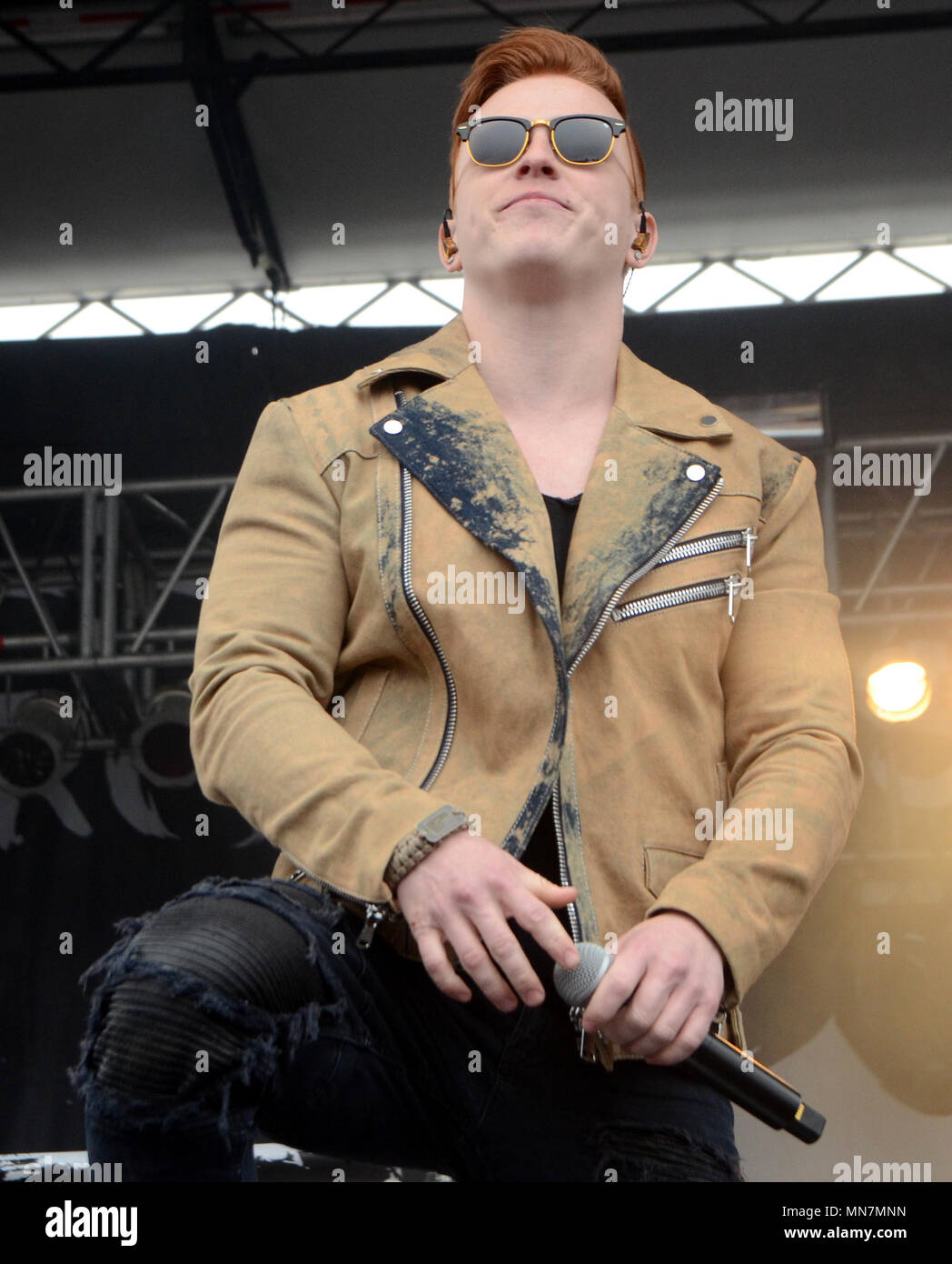 Somerset, Wisconsin, USA. 12th May, 2018. Vocalist Danny Case of the band From Ashes To New ...