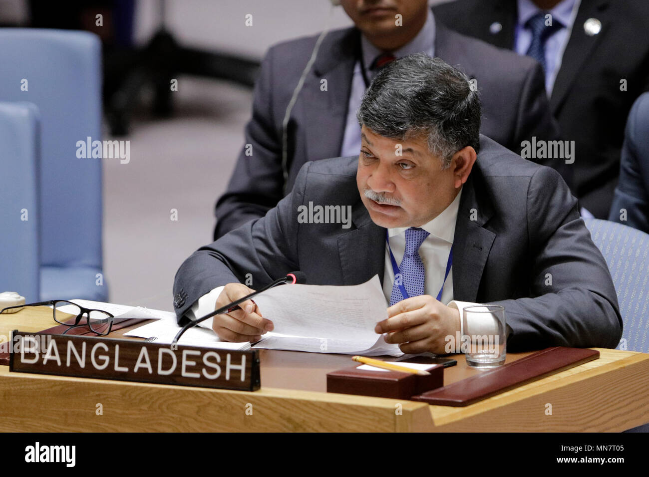 Unied Nations, UN headquarters in New York. 14th May, 2018. Masud Bin ...