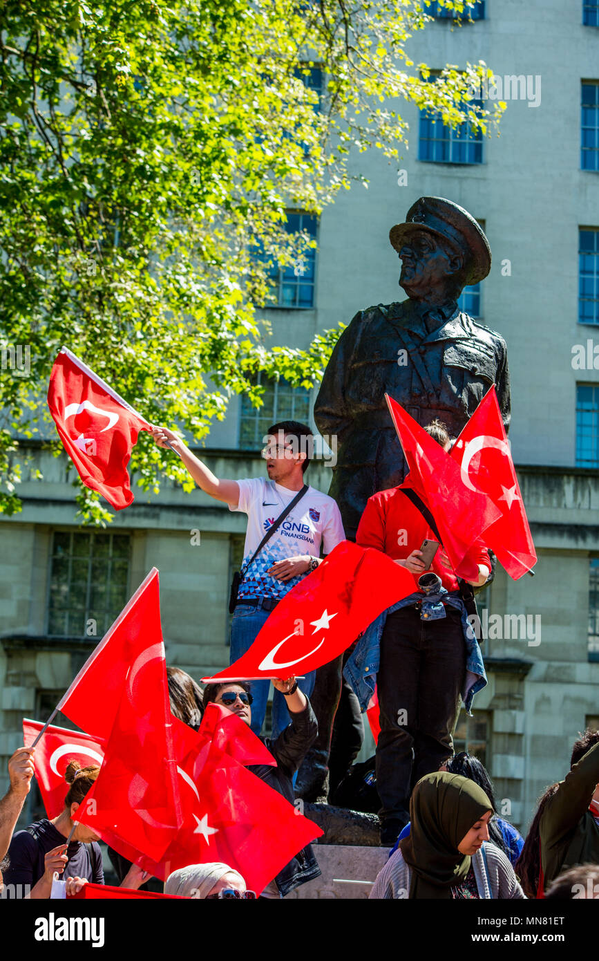 Erdogan's supporters seen waving the Turkish national flags. Turkish ...