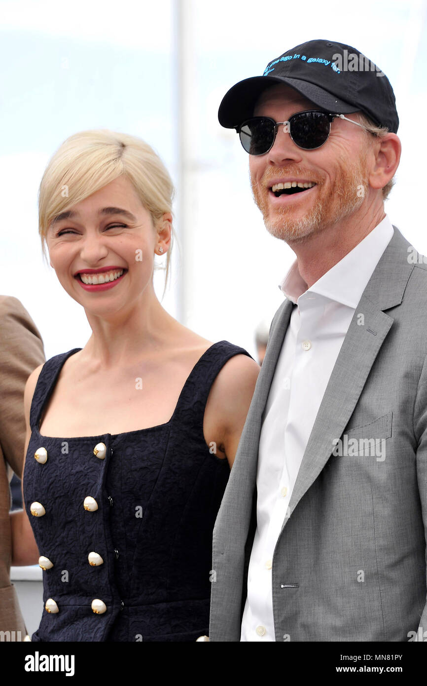Cannes, France. 15th May 2018. Emilia Clarke and Ron Howard at the ...