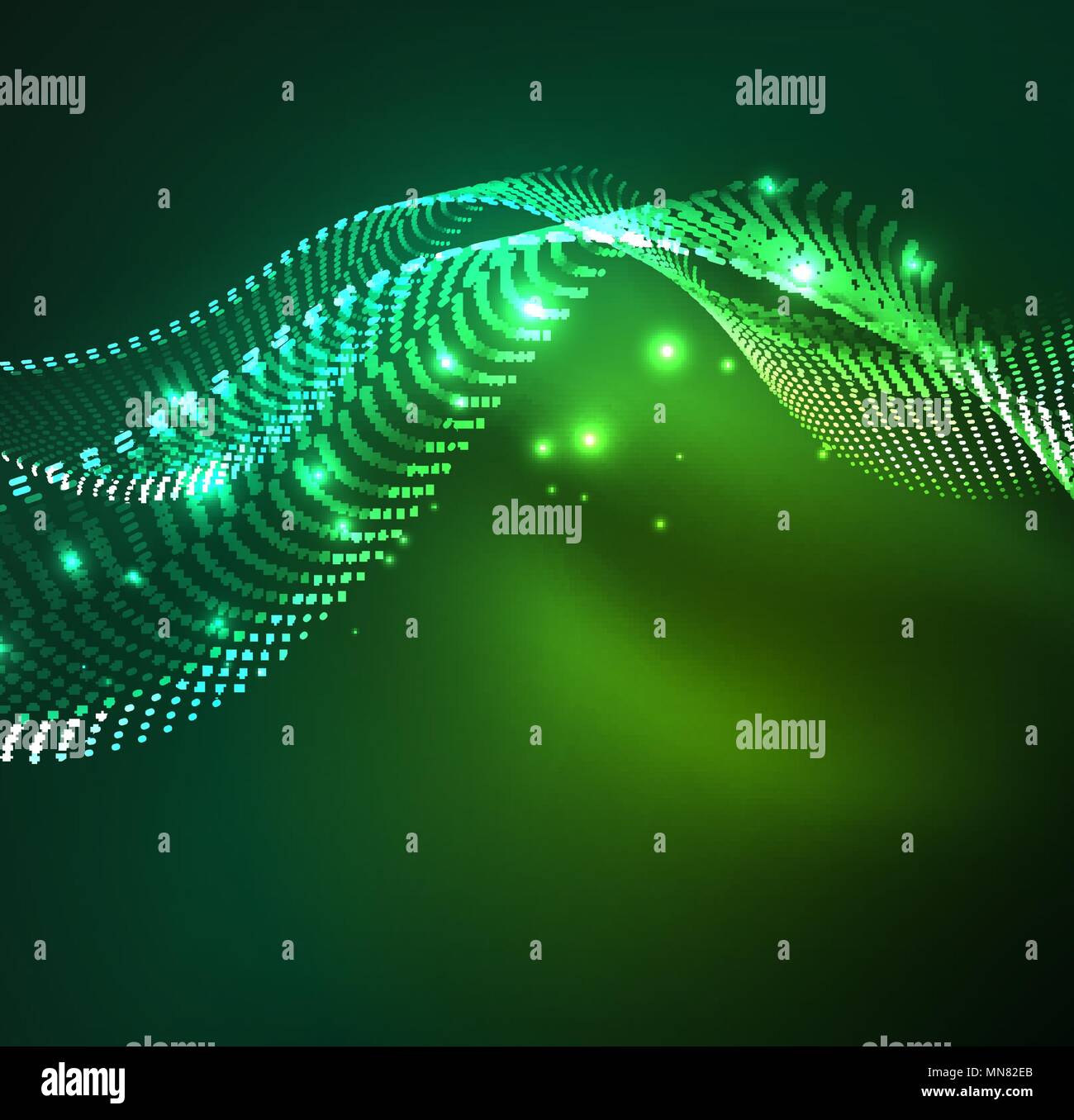 Vector wave particles background. Vector wave particles background - 3D illuminated digital wave ...