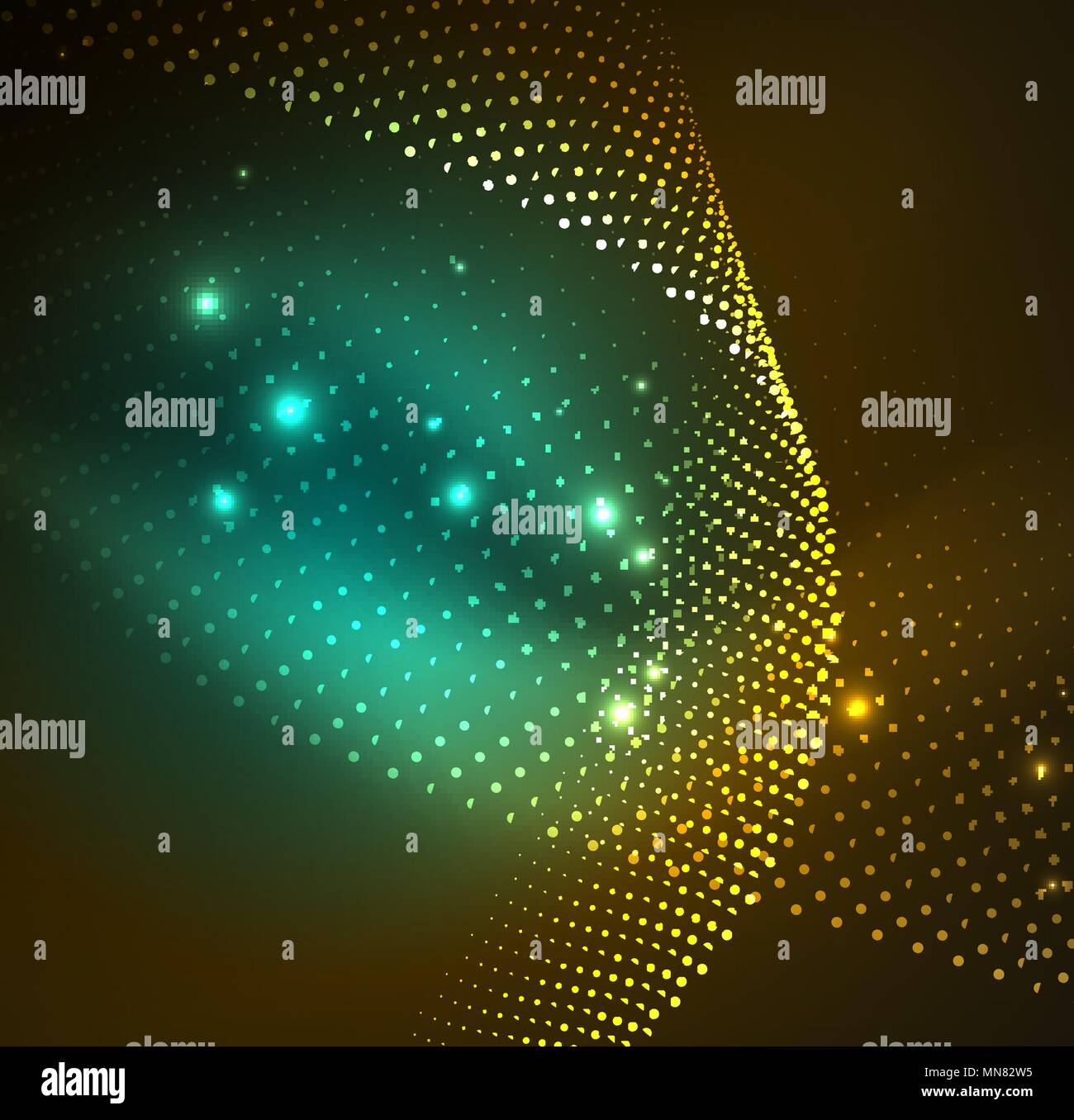 3D illuminated wave of glowing particles. 3D illuminated wave of ...