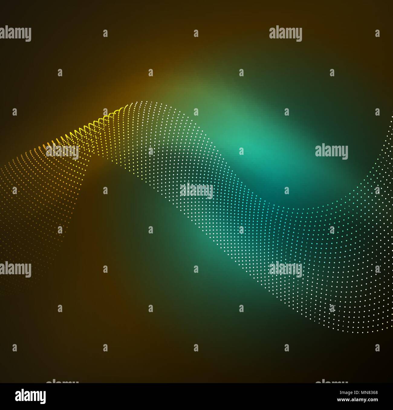 3D illuminated wave of glowing particles. 3D illuminated wave of ...