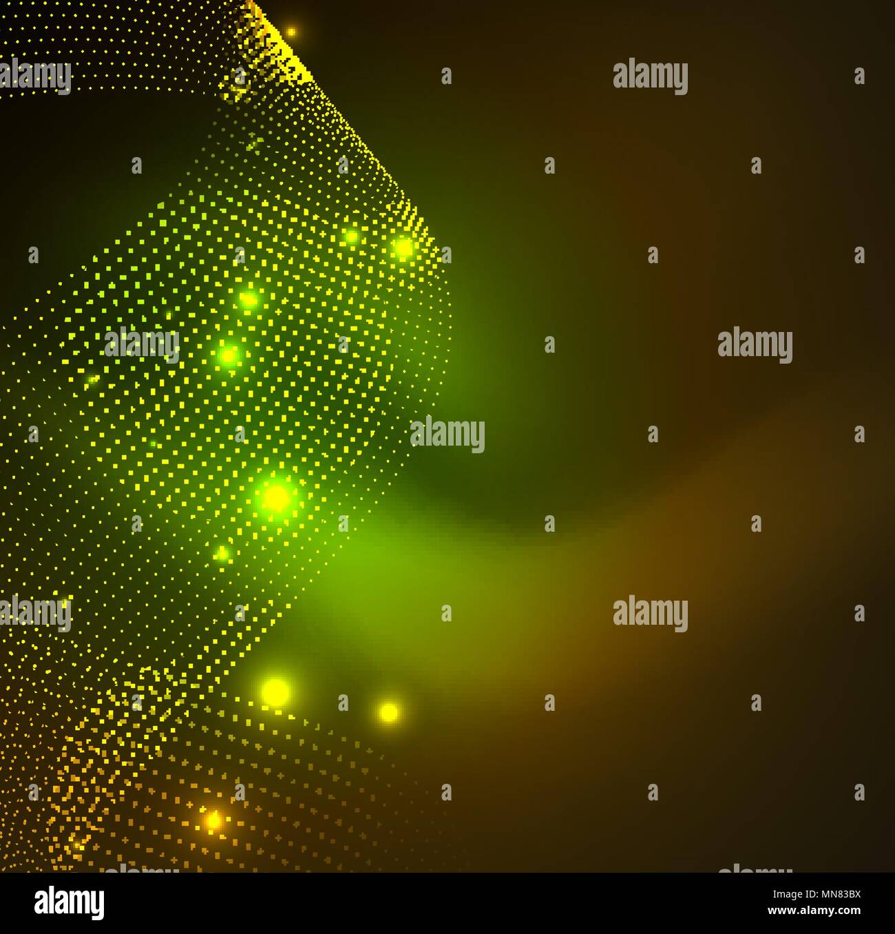 3D illuminated wave of glowing particles. 3D illuminated wave of ...