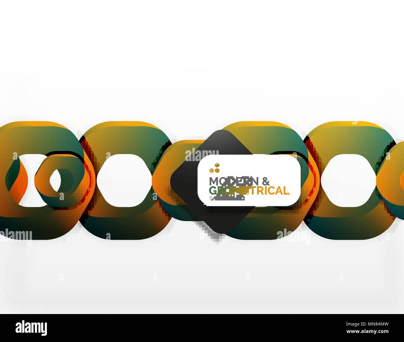 Geometric abstract background, cut chain shapes or hexagons on white ...