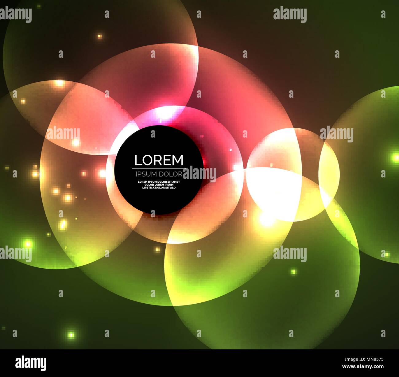 Glowing shiny overlapping circles composition on dark background ...