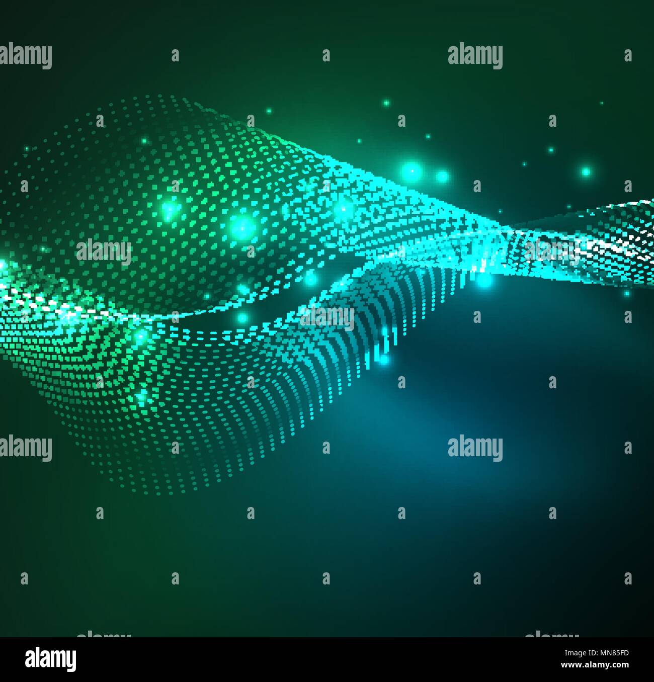 Vector wave particles background. Vector wave particles background - 3D ...