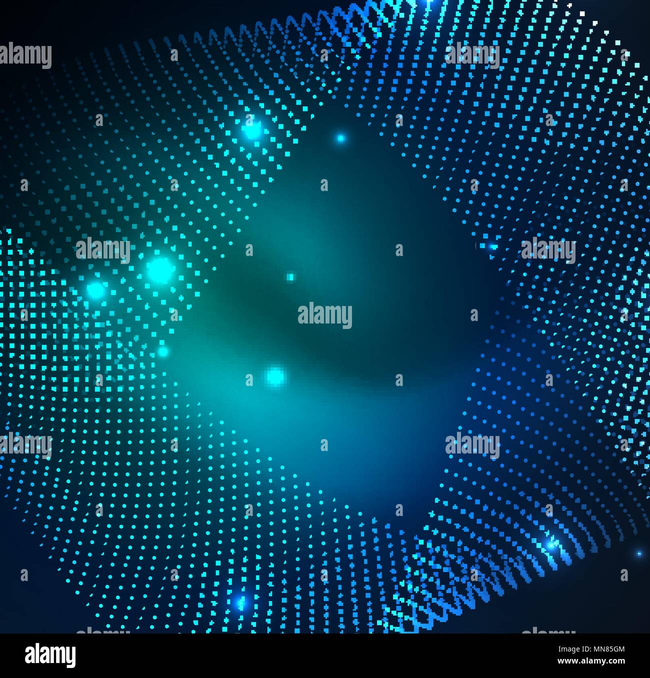 3D illuminated wave of glowing particles. 3D illuminated wave of ...
