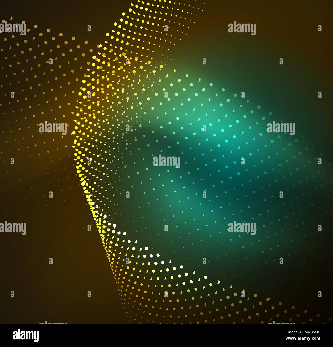 3D illuminated wave of glowing particles. 3D illuminated wave of ...