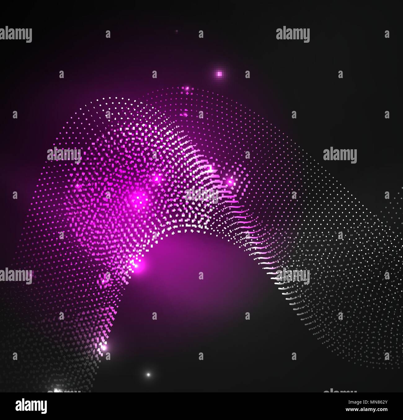 3D illuminated wave of glowing particles. 3D illuminated wave of ...