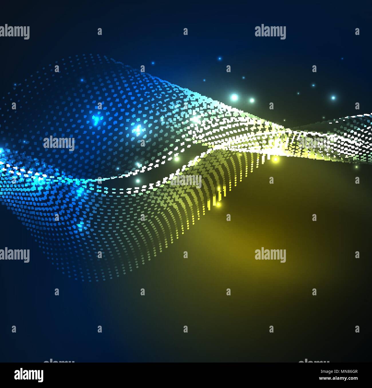 Vector wave particles background. Vector wave particles background - 3D ...