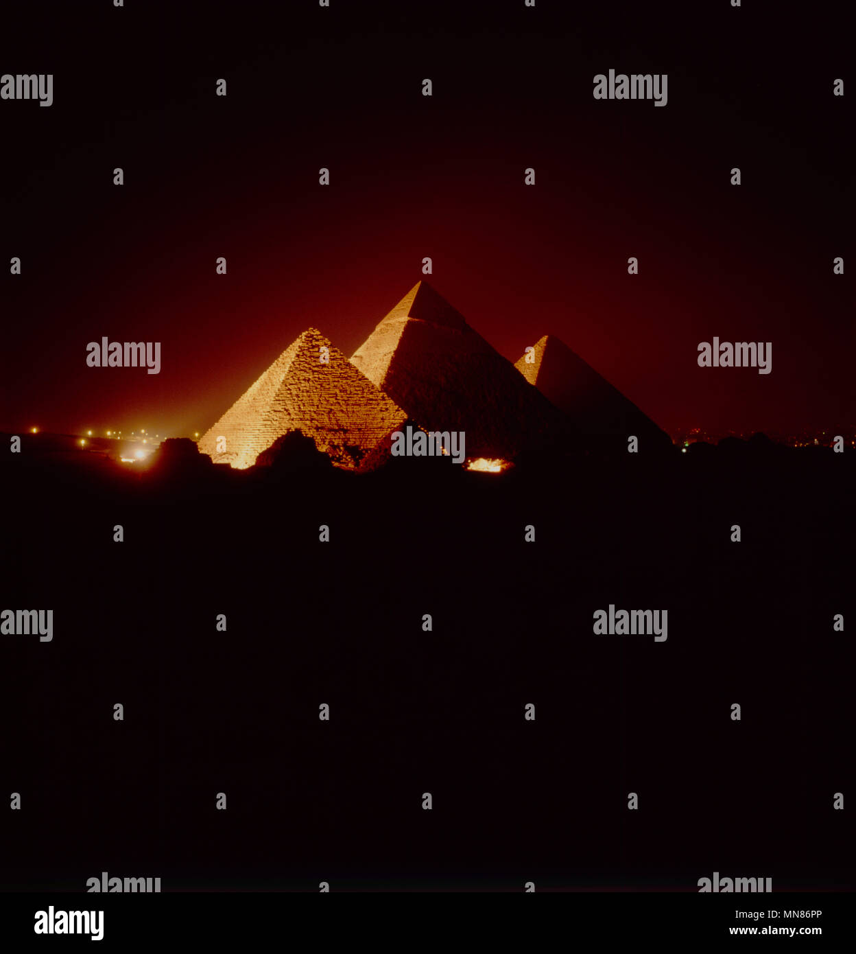 The Giza Pyramids Complex on the outskirts of Cairo, one of the Seven ...